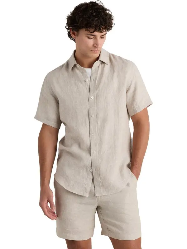 Quince 100% European Linen Relaxed Short Sleeve Shirt - Flax