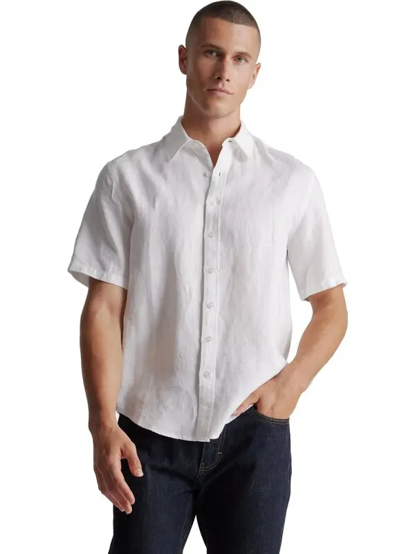 Quince 100% European Linen Relaxed Short Sleeve Shirt - White