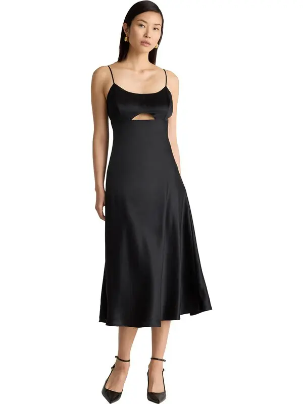 Quince Cutout Midi Slip Dress - Black