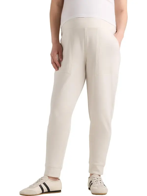 Quince Fleece Maternity Joggers - Off-white