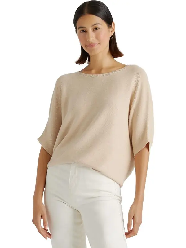 Quince Cotton Cashmere Sweater - Heather Oatmeal