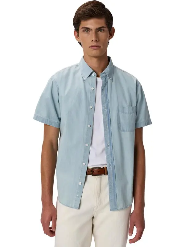 Quince 100% Organic Chambray Short Sleeve Shirt - Light Chambray