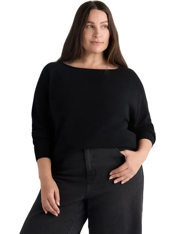 Quince Mongolian Cashmere Boatneck Sweater - Black