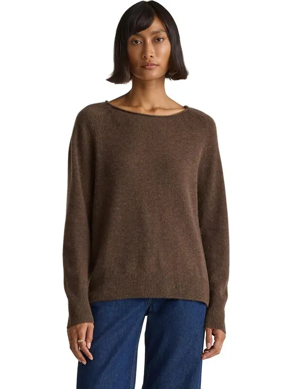 Quince Mongolian Cashmere Boatneck Sweater - Brown