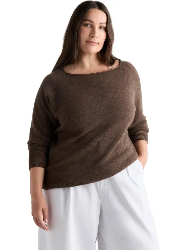 Quince Mongolian Cashmere Boatneck Sweater - Brown
