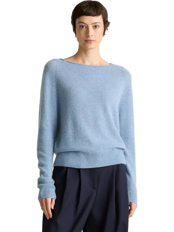 Quince Mongolian Cashmere Boatneck Sweater - Faded Denim