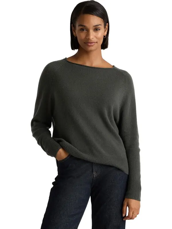Quince Mongolian Cashmere Boatneck Sweater - Moss