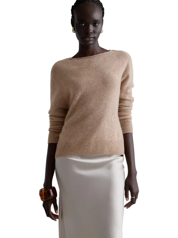 Quince Mongolian Cashmere Boatneck Sweater - Oatmeal