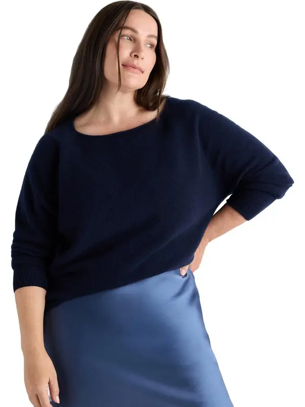 Quince Mongolian Cashmere Boatneck Sweater - True Navy