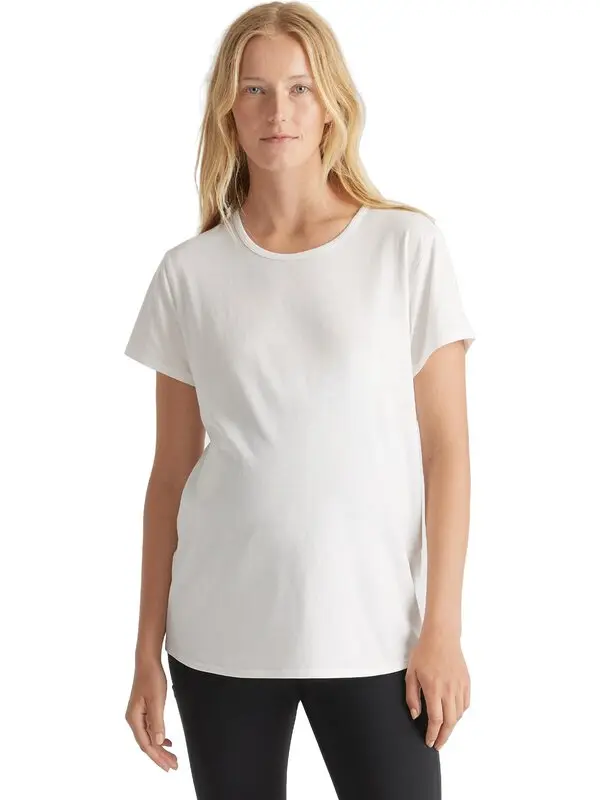 Quince Cotton Modal Maternity Crew Neck T-shirt - White/black