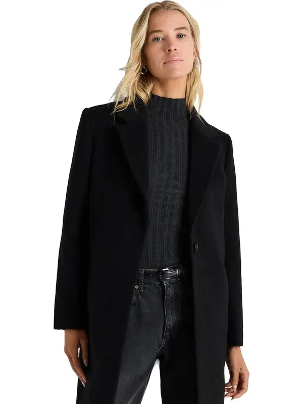 Quince Wool Cashmere Single-breasted Coat - Black