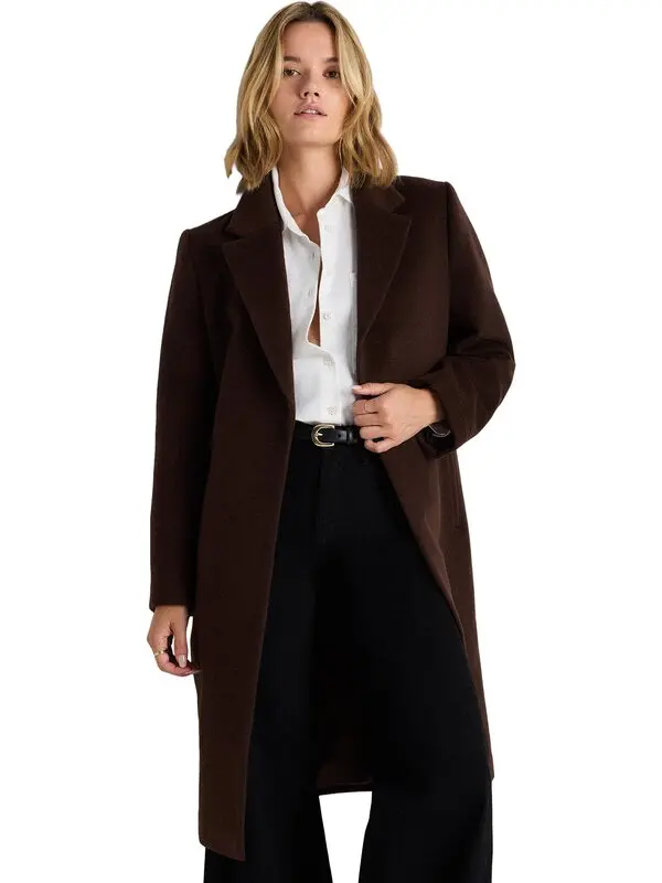 Quince Wool Cashmere Single-breasted Coat - Dark Chocolate