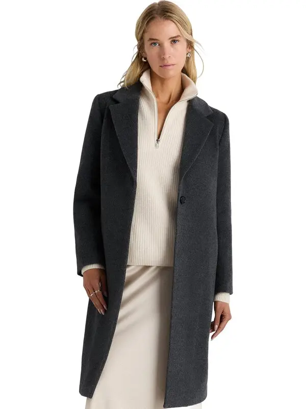 Quince Wool Cashmere Classic Single-breasted Coat - Heather Charcoal