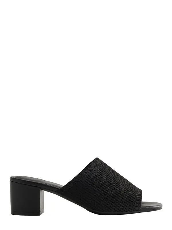 Quince Italian Leather And Eco Knit Heeled Mule - Black