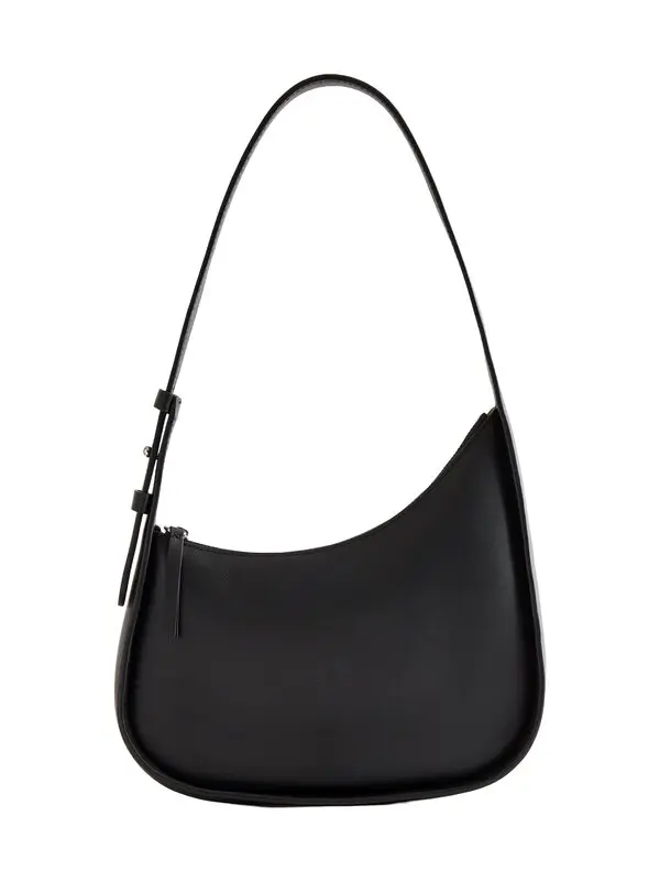 Quince Italian Leather Asymmetrical Mini Shoulder Bag - Black