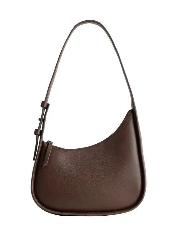 Quince Italian Leather Asymmetrical Mini Shoulder Bag - Dark Brown