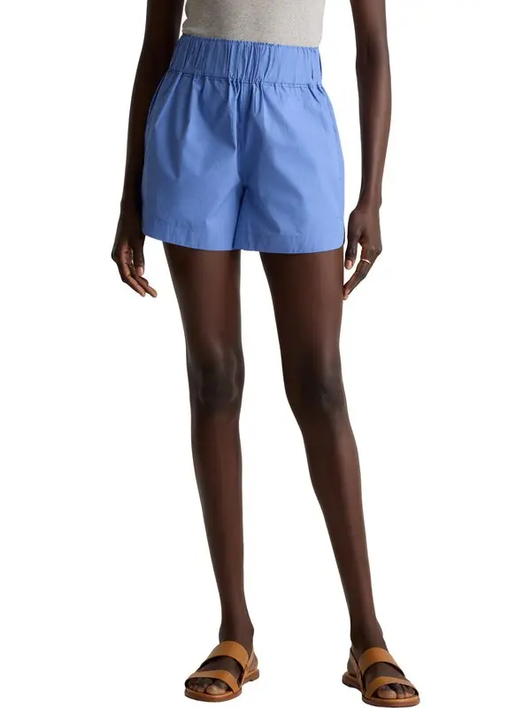 Quince Poplin Pull-on Shorts - True Blue