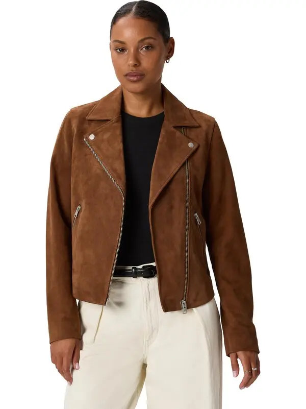 Quince Suede Biker Jacket - Dark Chestnut Brown