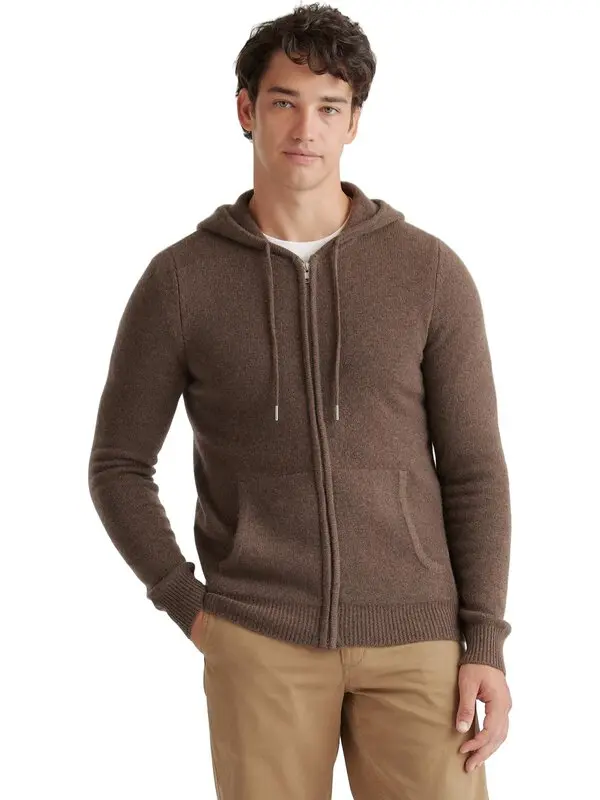 Quince Cashmere Full-zip Hoodie - Brown