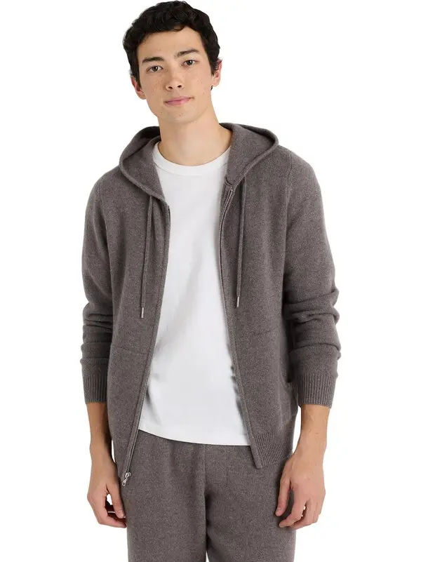 Quince Cashmere Full-zip Hoodie - Elk Brown