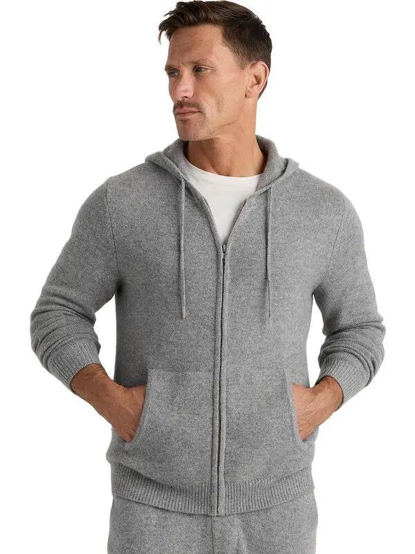 Quince Cashmere Full-zip Hoodie - Heather Grey