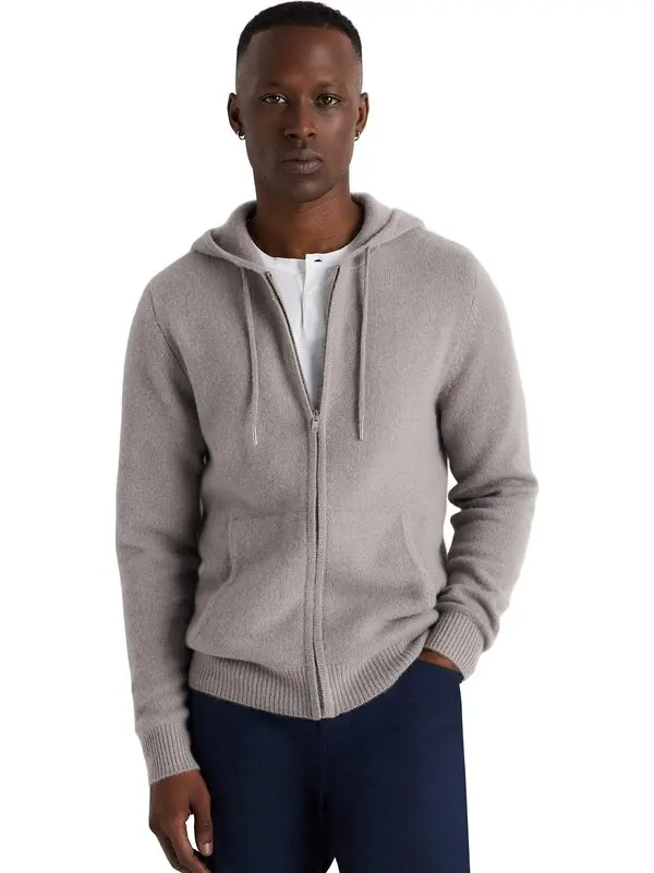 Quince Cashmere Full-zip Hoodie - Morel Grey