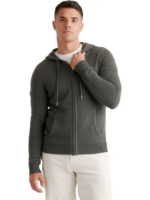 Quince Cashmere Full-zip Hoodie - Moss