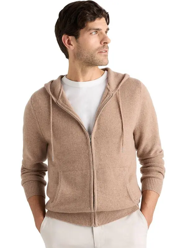 Quince Cashmere Full-zip Hoodie - Oatmeal