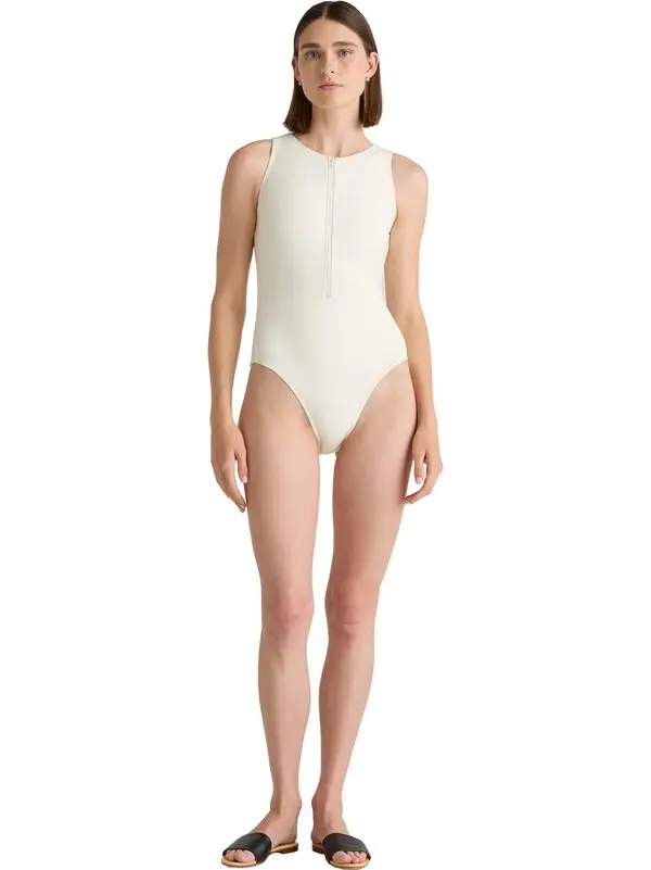 Quince Italian Zip-front One-piece Swimsuit - Ivory