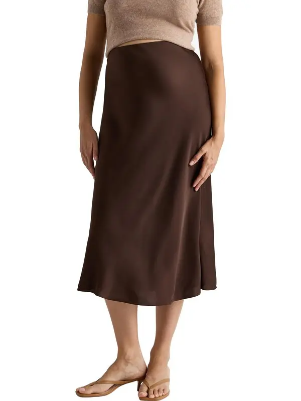 Quince Washable Stretch Silk Maternity Skirt - Hot Fudge