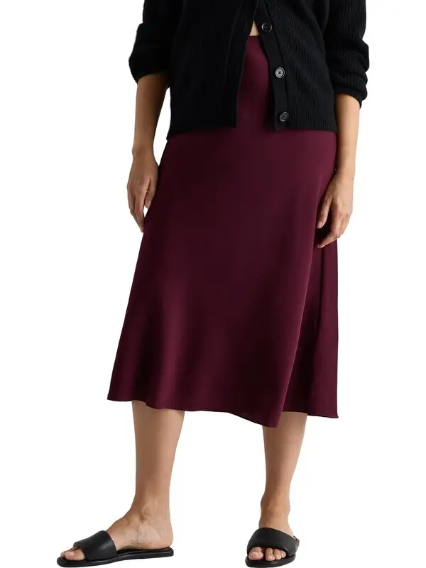 Quince Stretch Silk Maternity Skirt - Wine Tasting Red