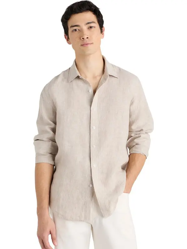 Quince 100% European Linen Relaxed Long Sleeve Shirt - Flax