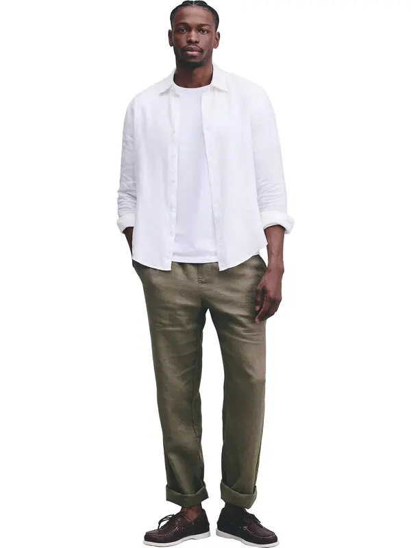 Quince 100% European Linen Relaxed Long Sleeve Shirt - White