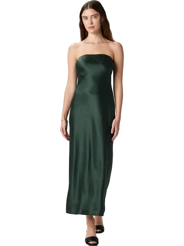 Quince Strapless Midi Dress - Forest Green