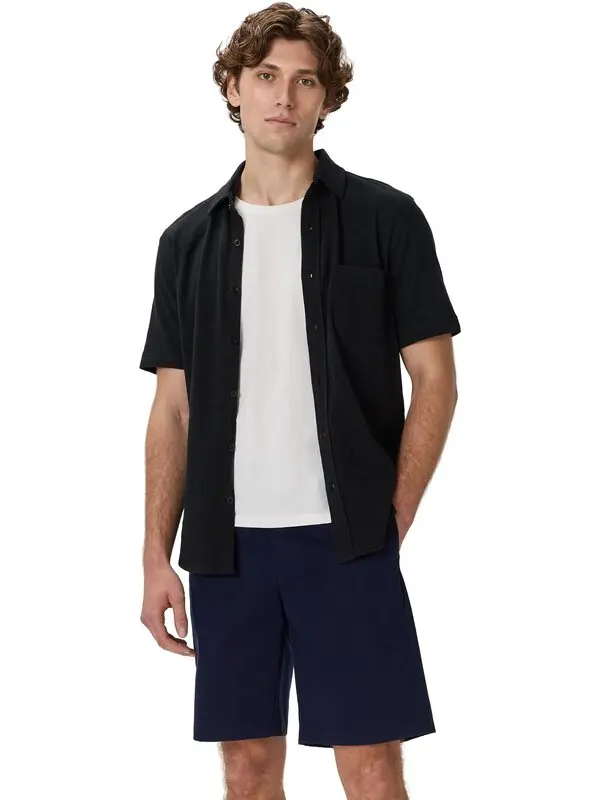 Quince Slub Short Sleeve Button Up Shirt - Bold Black