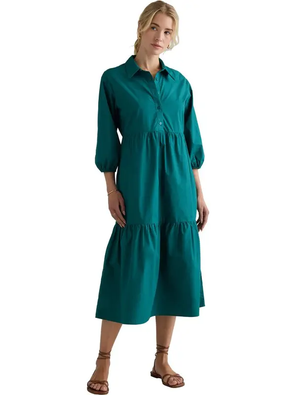 Quince Poplin Midi Tunic Dress - Garden Green