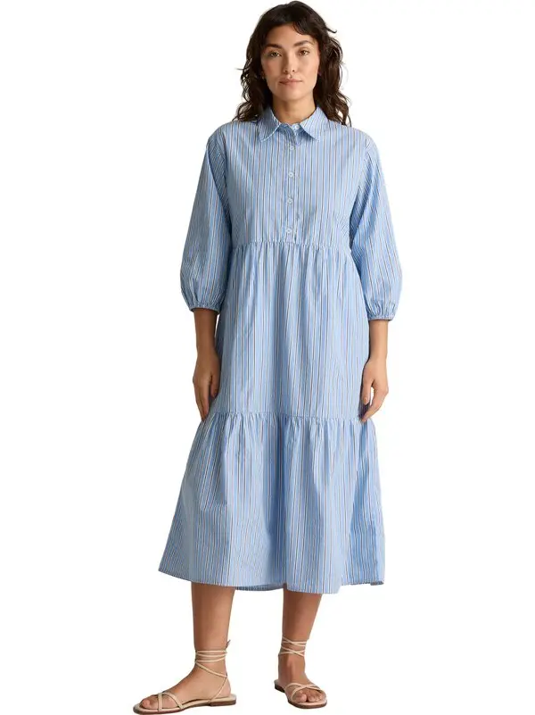 Quince Poplin Midi Tunic Dress - Tribeca Stripe