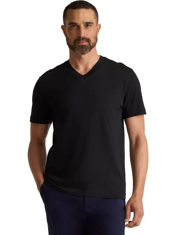 Quince 100% Pima Cotton Luxe Touch V-neck T-shirt - Bold Black