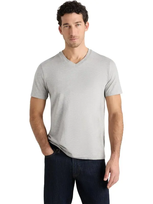 Quince 100% Pima Cotton Luxe Touch V-neck T-shirt - Heather Grey
