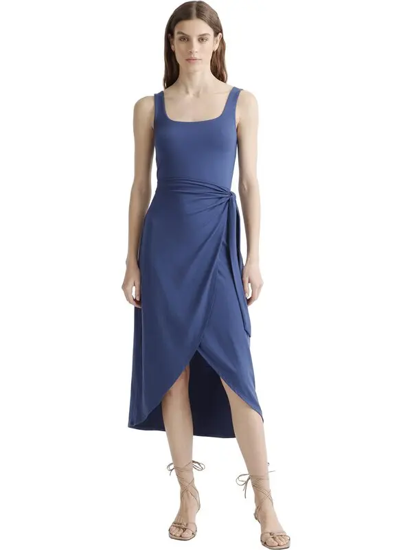 Quince Tencel Jersey Side Tie Midi Dress - Navy