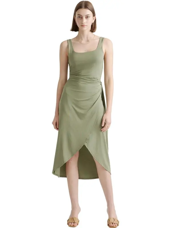 Quince Tencel Jersey Side Tie Midi Dress - Sage