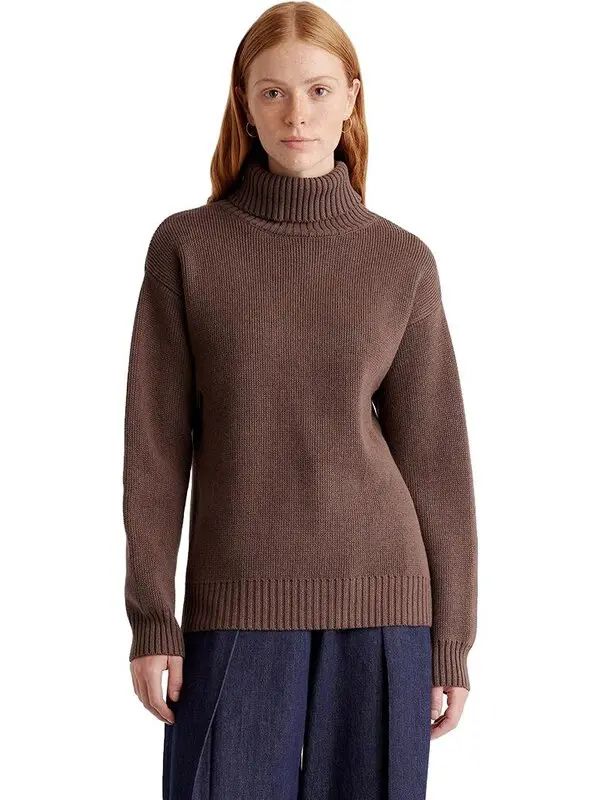 Quince Turtleneck Sweater - Heather Brown
