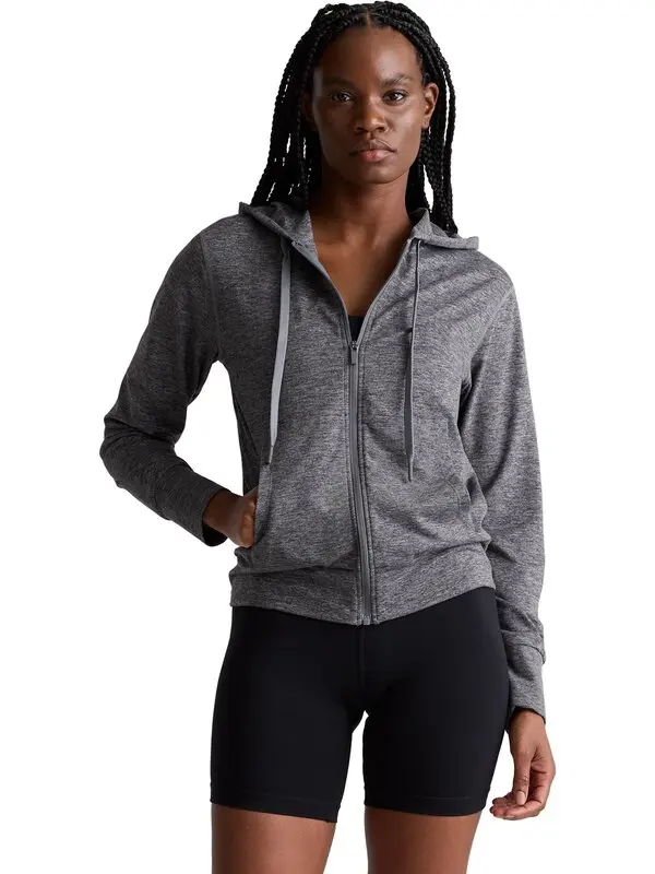 Quince Performance Full Zip Hoodie - Heather Grey