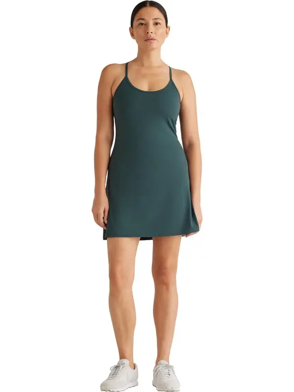 Quince Active Dress With Built-in Shorts - Forest Green
