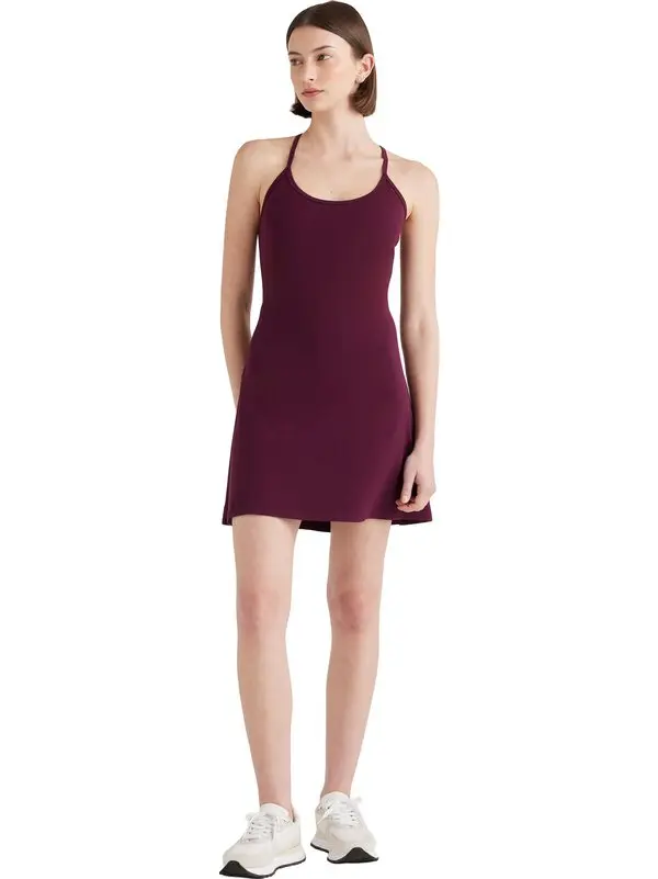 Quince Active Dress With Built-in Shorts - Plum