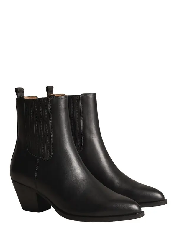 Quince Italian Leather Western Chelsea Ankle Boot - Black