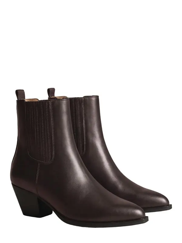 Quince Italian Leather Western Chelsea Ankle Boot - Coffee Bean