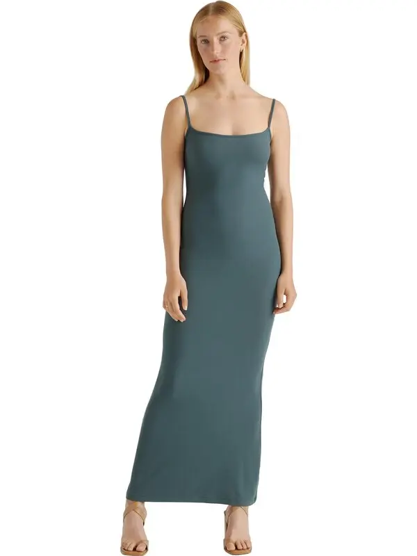 Quince Tencel Rib Knit Maxi Slip Dress - Dark Olive