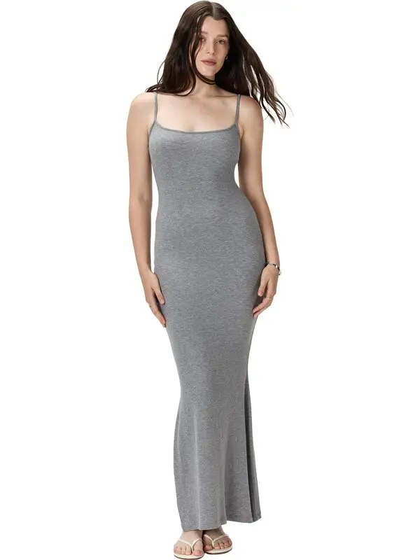 Quince Tencel Rib Knit Maxi Slip Dress - Heather Grey