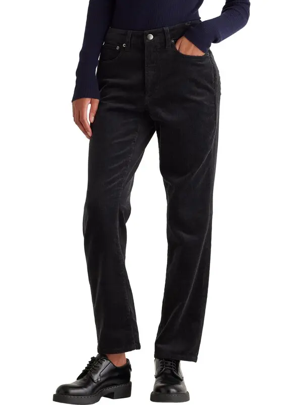 Quince Organic Stretch Corduroy Straight Leg Pants - Black